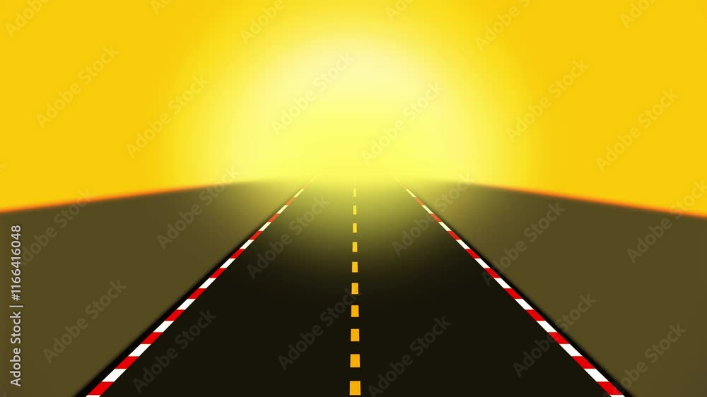 Simple Road Direction in sunset background. Animated Straight Highway ...