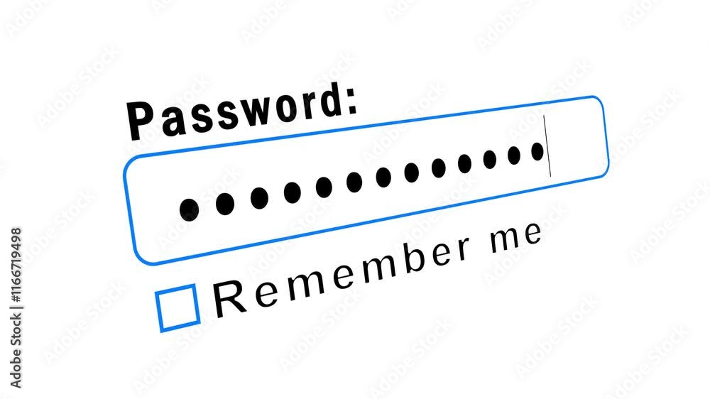 User Interface Typing Password. Enter your password Close Up. UI element Design. 3D Animation on ...