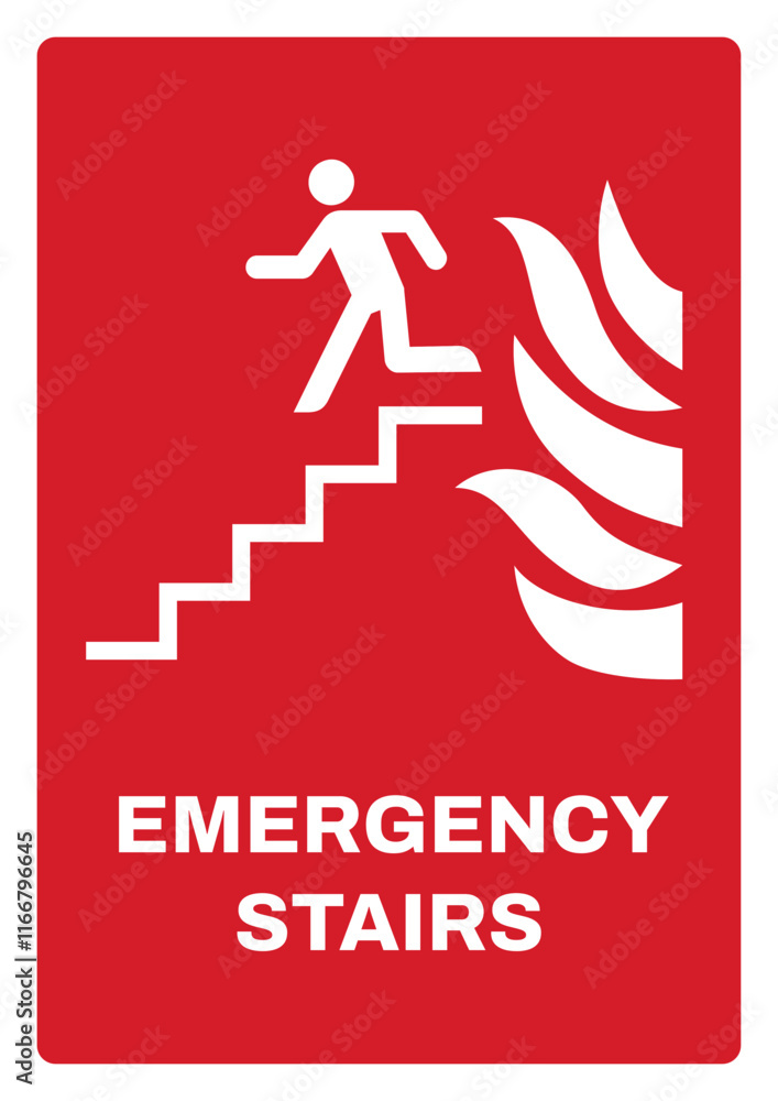 OSHA-ANSI fire prevention safety signs uppercase text_emergency stairs ...