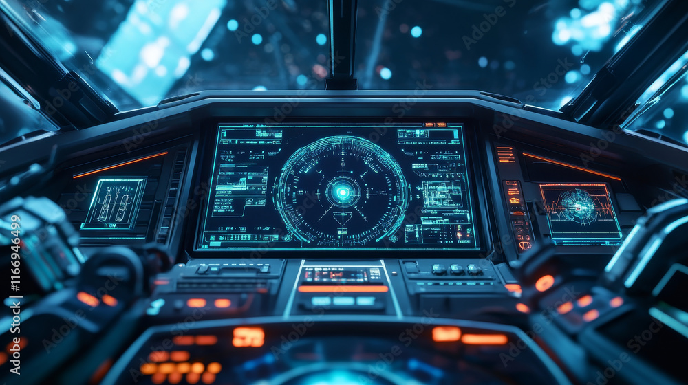 Military HUD target aim control and radar screen, futuristic dashboard ...