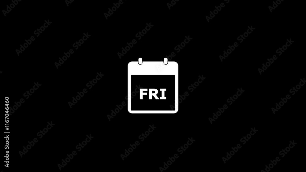 Friday calendar page days of the week icon animation.simple calender ...
