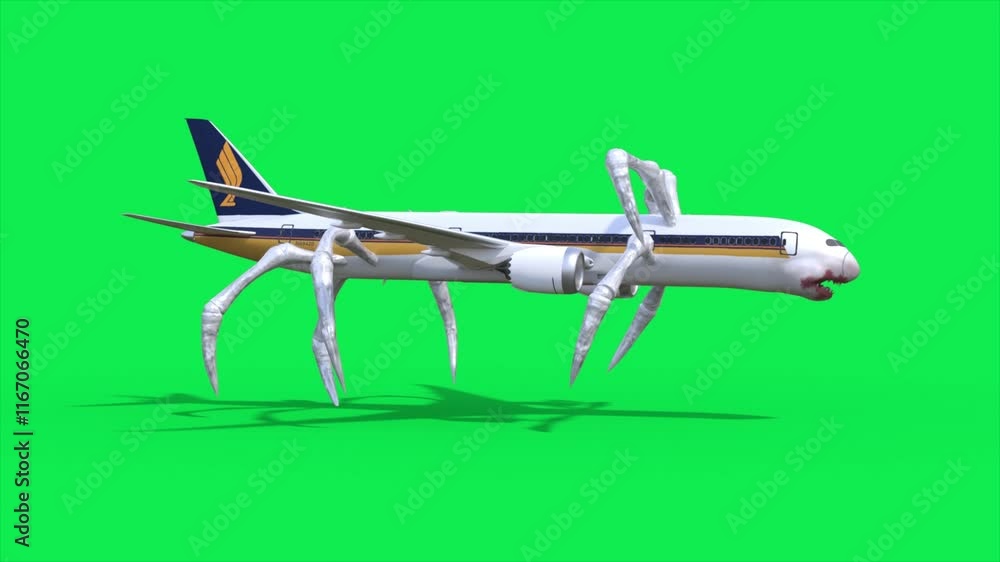 Green Screen Plane Eater Monster Loop Side 3D Animations SCP Rendering ...