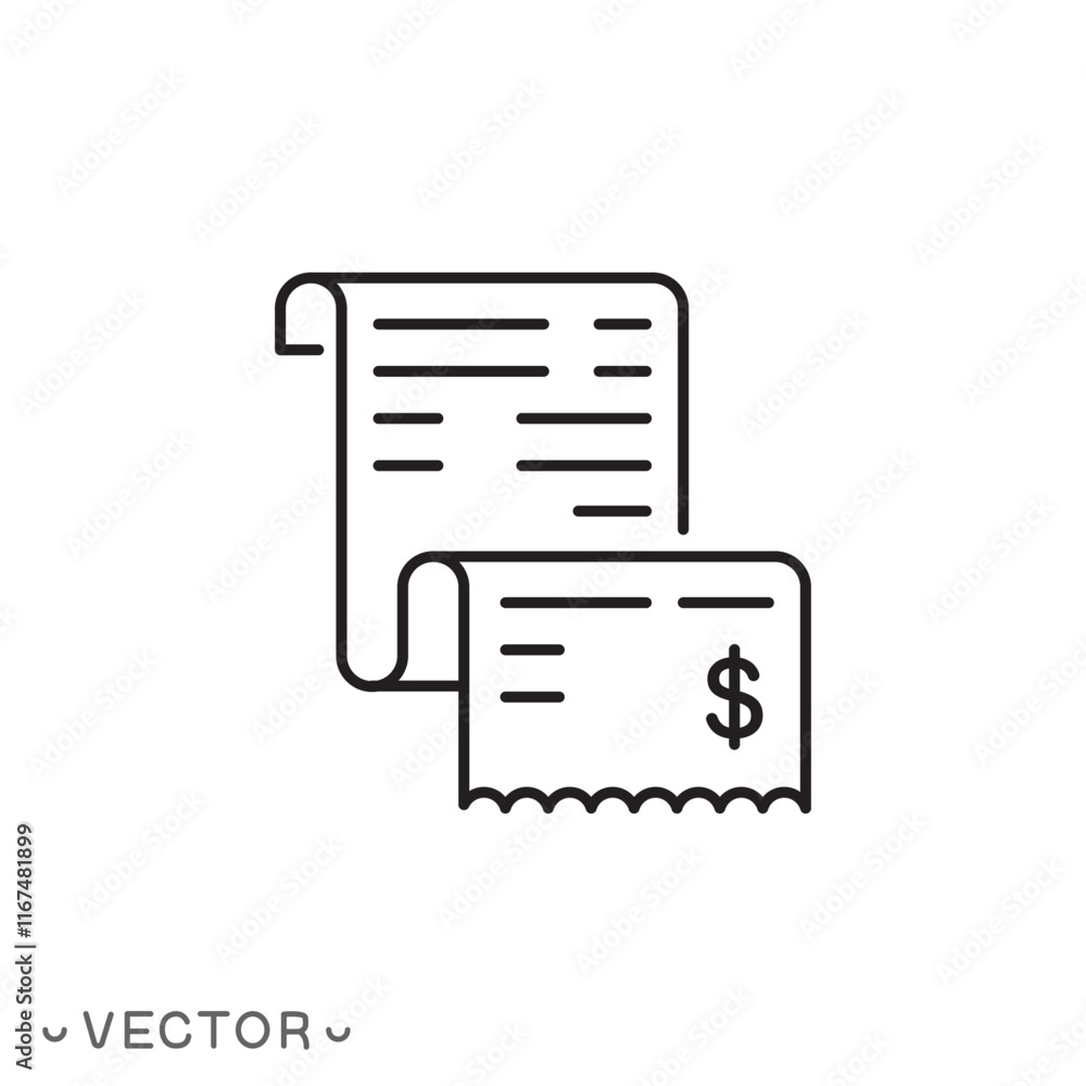Photo & Art Print cashier receipt icon, bill receipt, thin line symbol ...