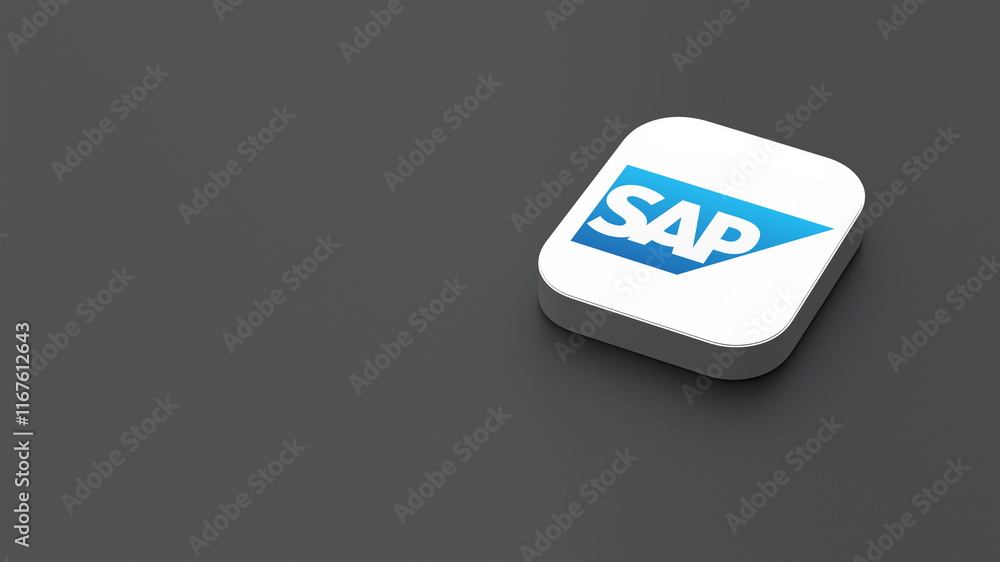 ภาพประกอบสต็อก 3D-rendered icon of the SAP app logo, featuring a sleek ...