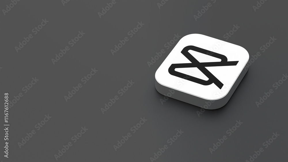 ภาพประกอบสต็อก 3D-rendered icon of the Capcut app logo, featuring a ...