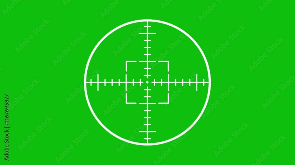A dynamic sniper scope animation on a green screen background, perfect for FPS games, military ...