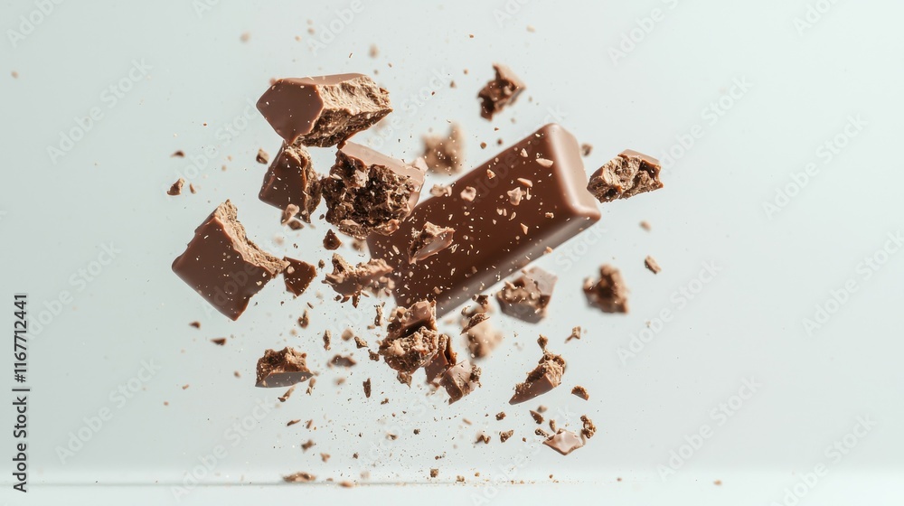 Fotografía Chocolate bar breaking into pieces studio setting food ...