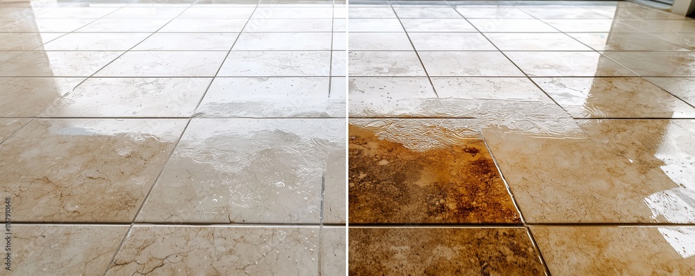 Side-by-side shots clean versus dirty porcelain tiles after a high ...