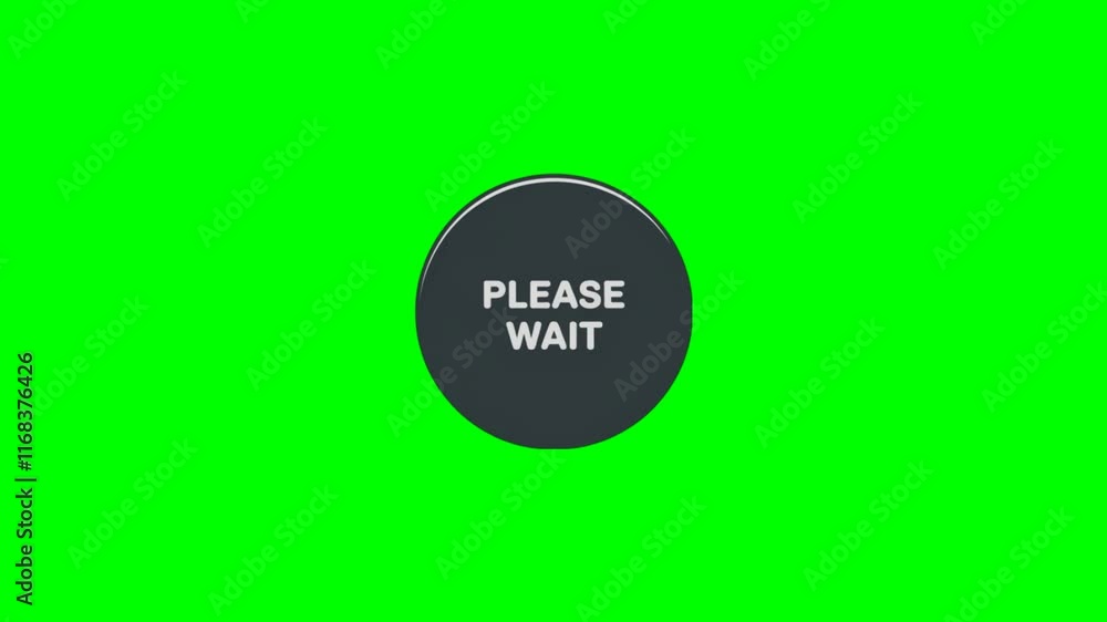 "Please Wait" text animation on a green screen background for loading ...