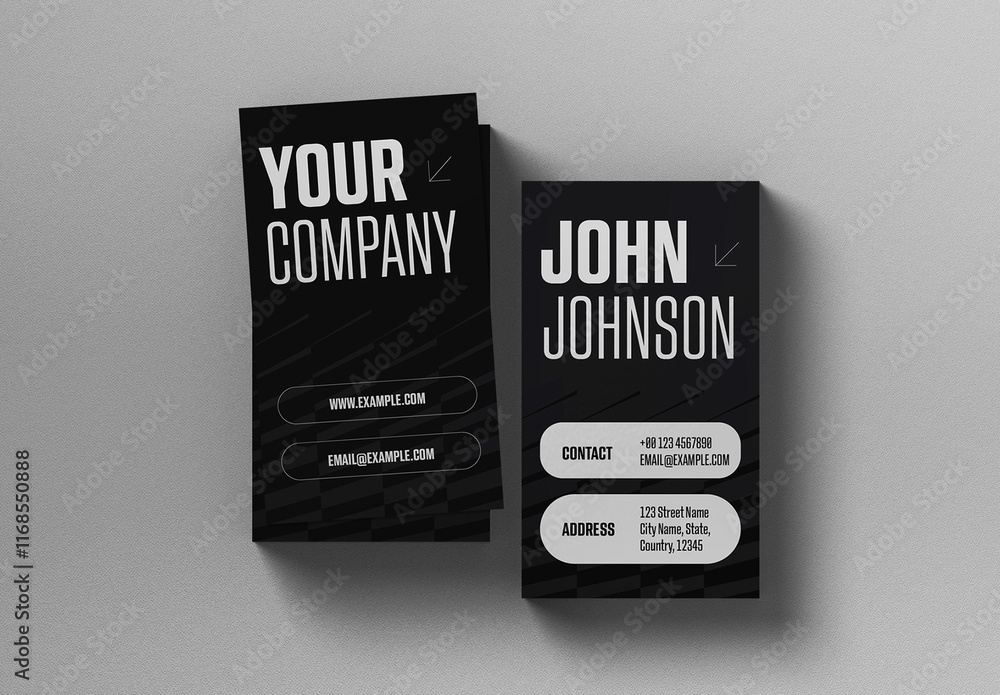 Black Utilitarian Business Card Potrait Stock Template | Adobe Stock