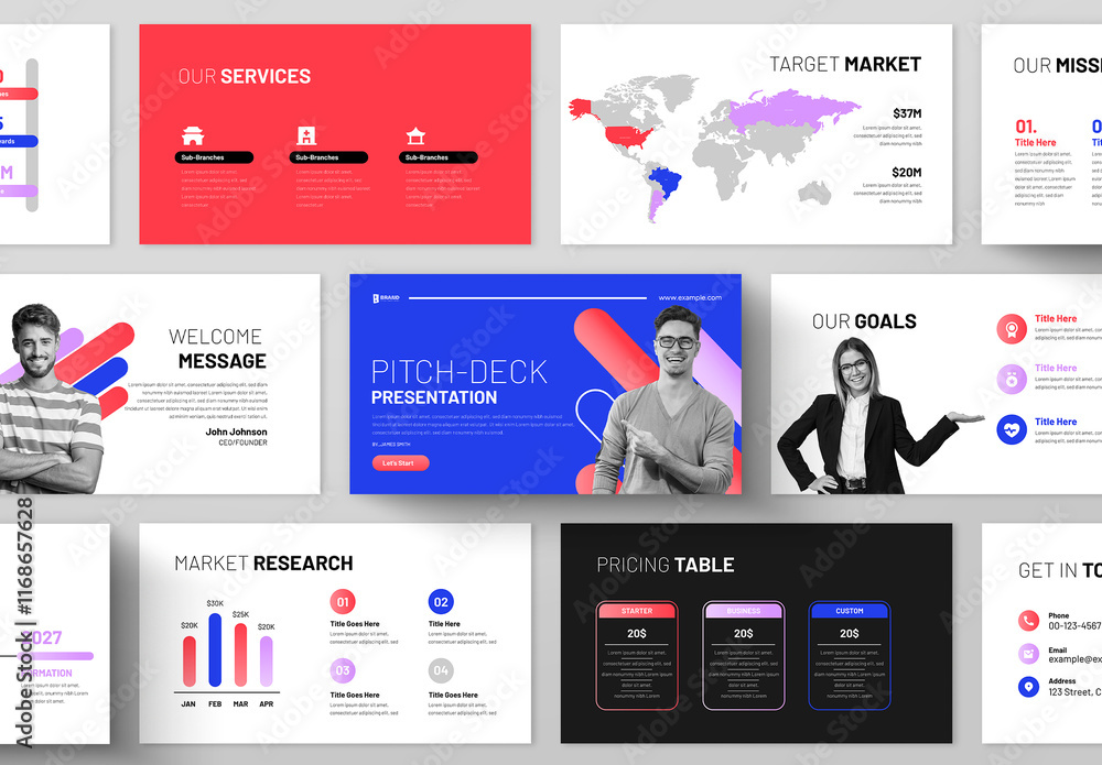Professional Pitch Deck Business Presentation Layout Stock Template ...