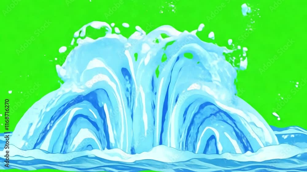 Water Splash on Green Screen: A vibrant and dynamic water splash ...