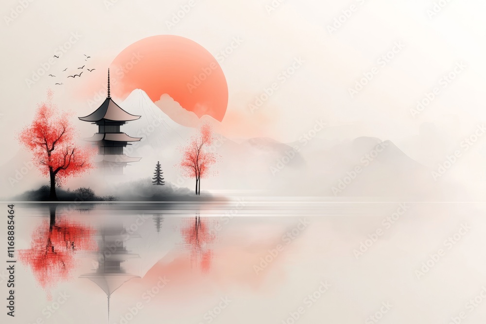 Photo & Art Print A stylized depiction of Mount Fuji as seen from Izu ...