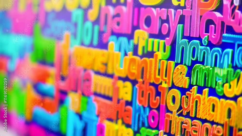 Vibrant Colorful Letters Background, A Multitude of 3D Letters in a ...