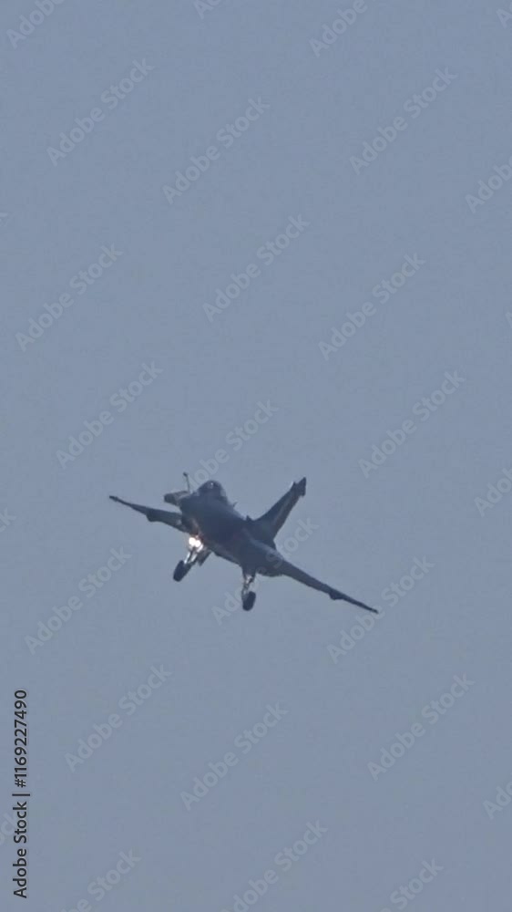 french fighter jet seen turning for final approach before landing ...