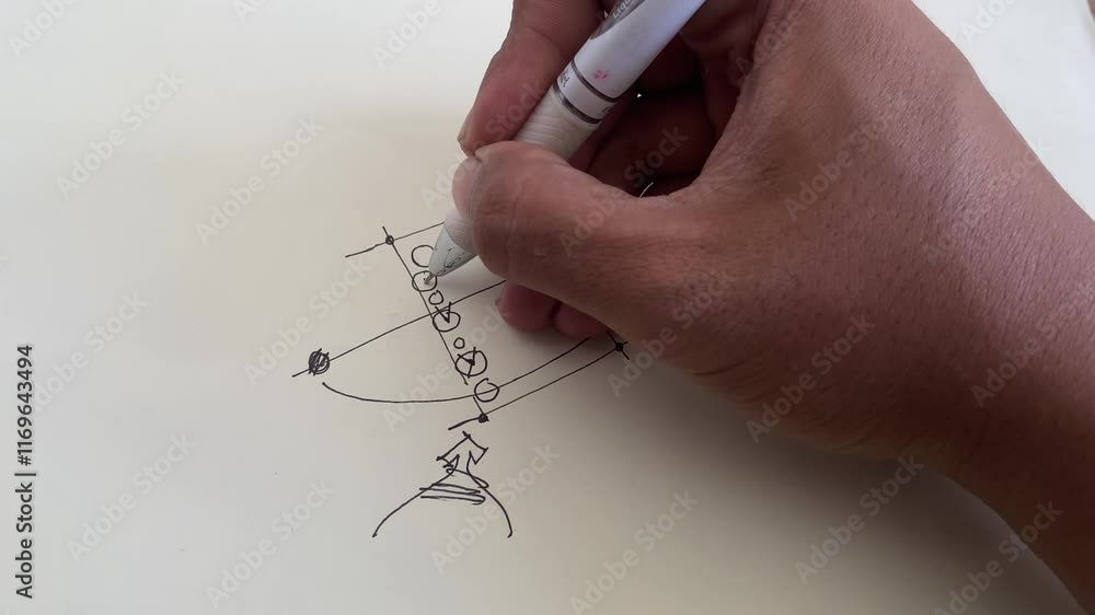 architect hand drawing sketch design architecture construction project ...