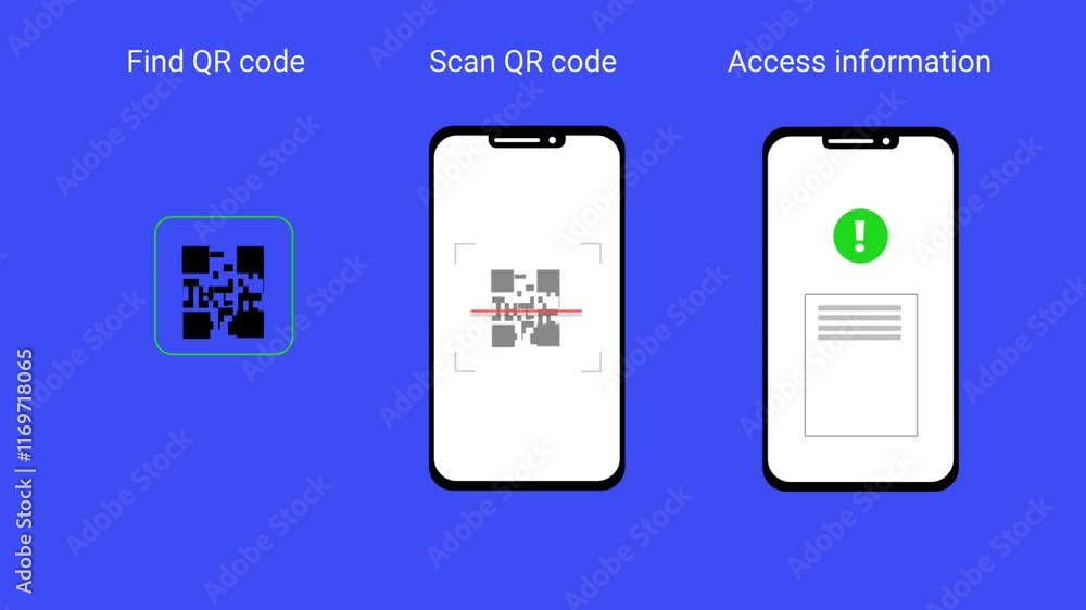 QR code scan with a simple animation. Motion graphics scanning a QR ...