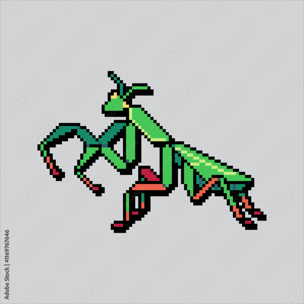 Pixel art illustration Mantis. Pixelated Mantodea. Mantis Mantodea ...