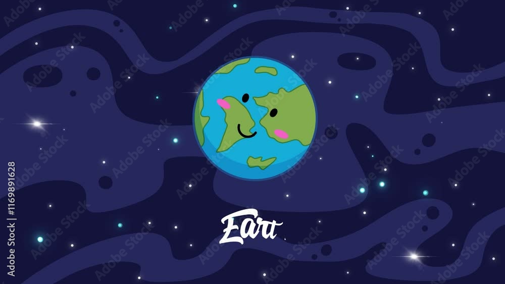 Planet earth animation. 2d animated graphic motion for education. Stock ...