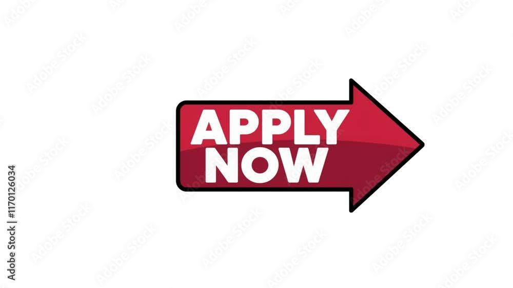 Animated arrow with "Apply Now" text loop video on a green screen ...