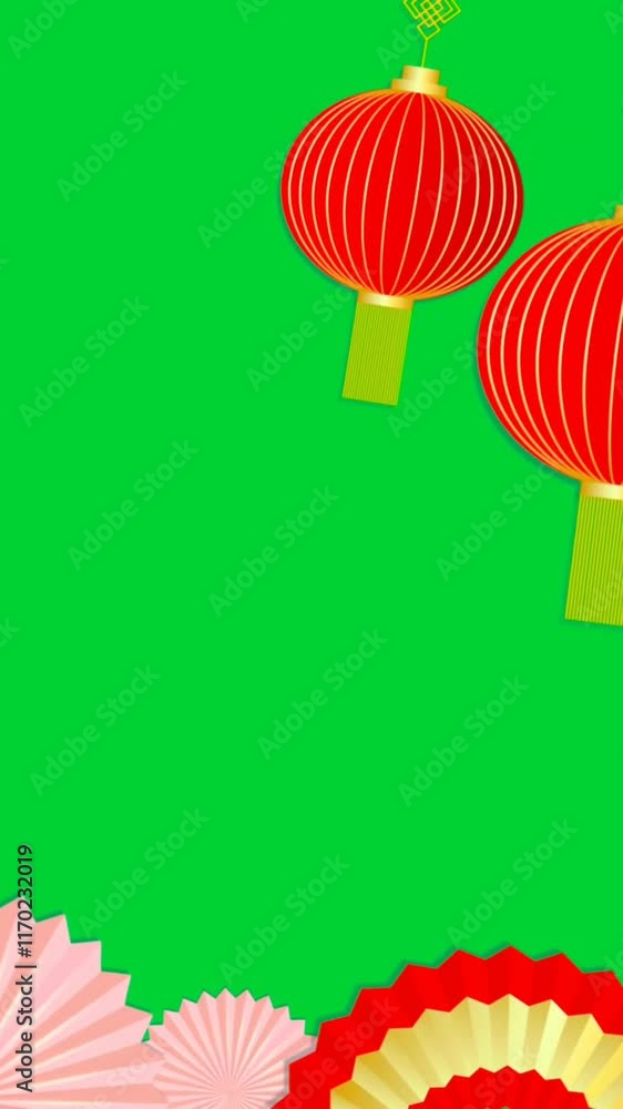 Chinese new year overlay animation with chroma key green screen ...