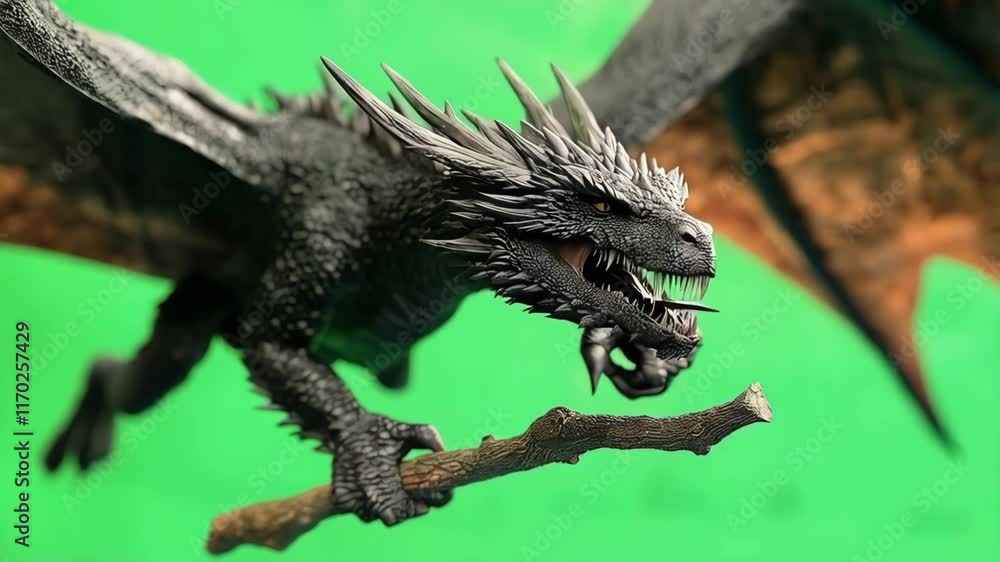 Epic Fantasy Dragon Flying Green Screen Footage; 3D Animation, CG Model ...