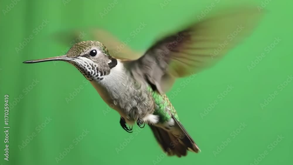 Hummingbird Flying Green Screen Footage: Detailed Close Up of a ...