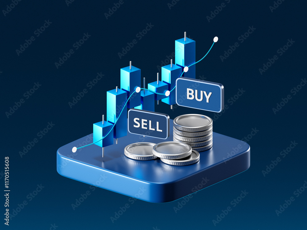 Stock trading finance investment on 3d podium background with growth ...