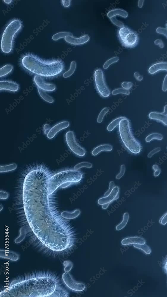 Probiotic bacteria, Lactobacillus, 3d animation. Enterobacteriaceae ...