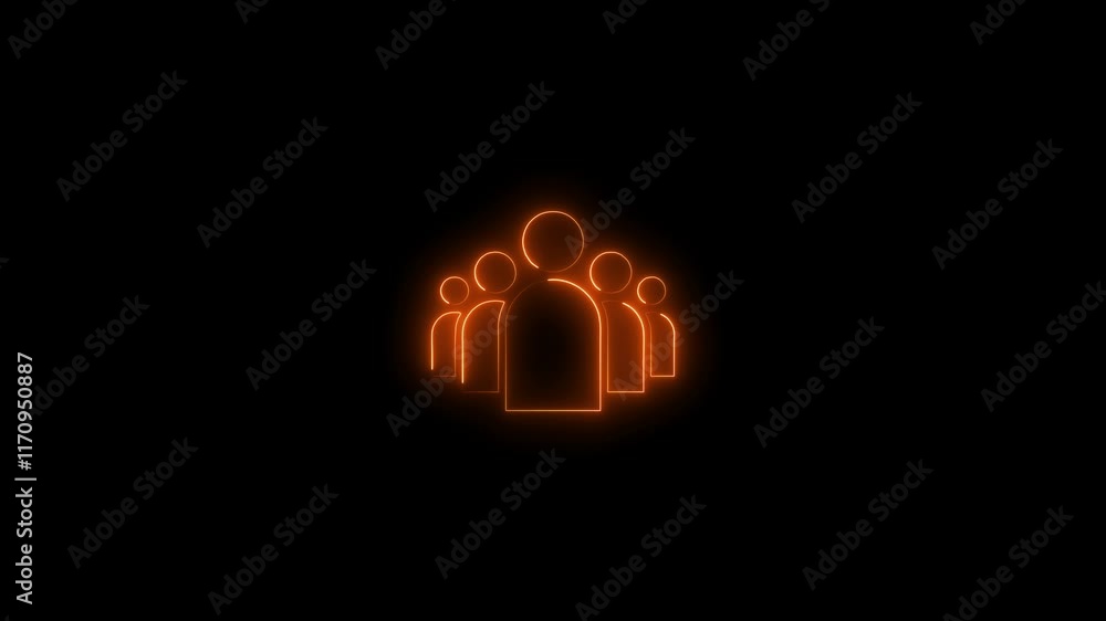glowing neon People icon in trendy flat style. Crowd signs, Persons ...