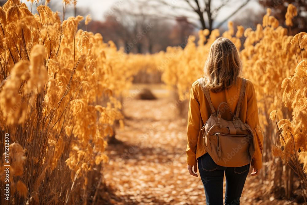 autumn meadow is filled with magic of golden leaves, bountiful harvest ...