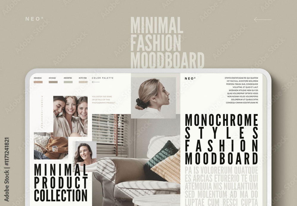 Minimalist Aesthetic Fashion Moodboard Template Layout Stock Template ...