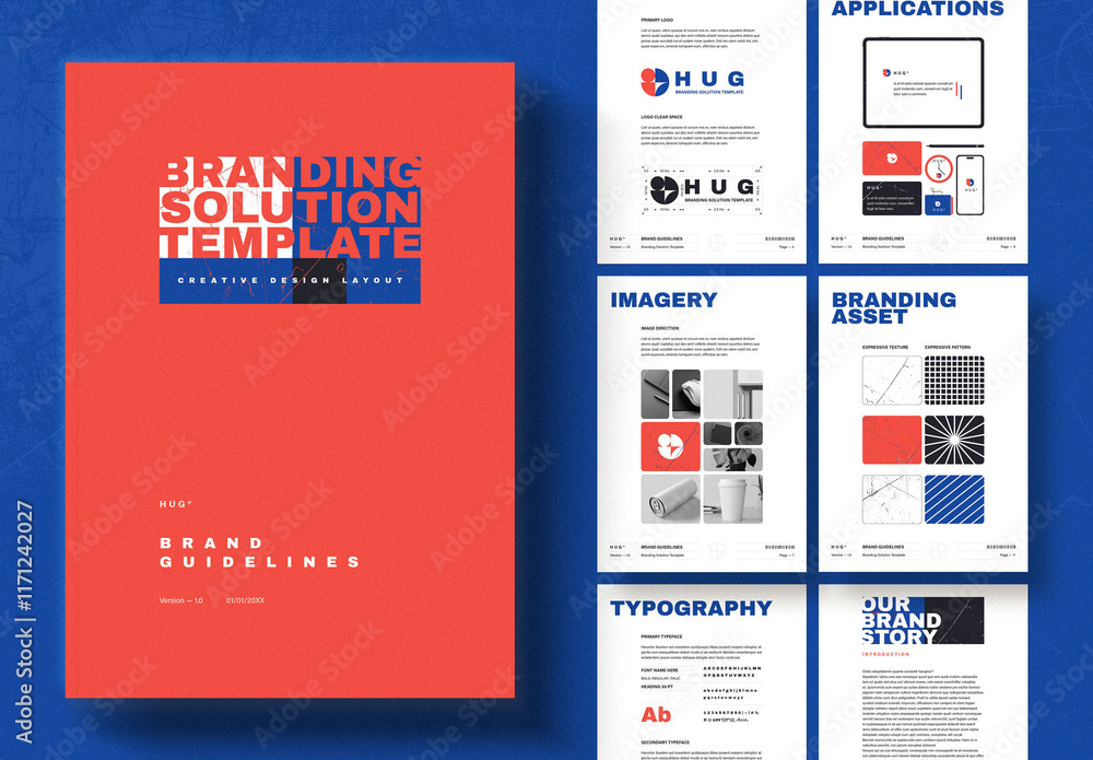 Professional Brand Guidelines Template With Blue and Red Color Stock ...