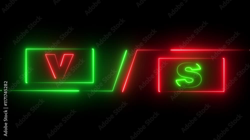 Vs title. Versus screen in neon style.. Neon banner Announcement of two ...