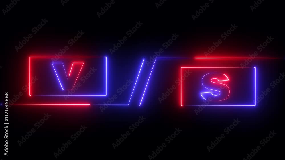 Vs title. Versus screen in neon style.. Neon banner Announcement of two ...
