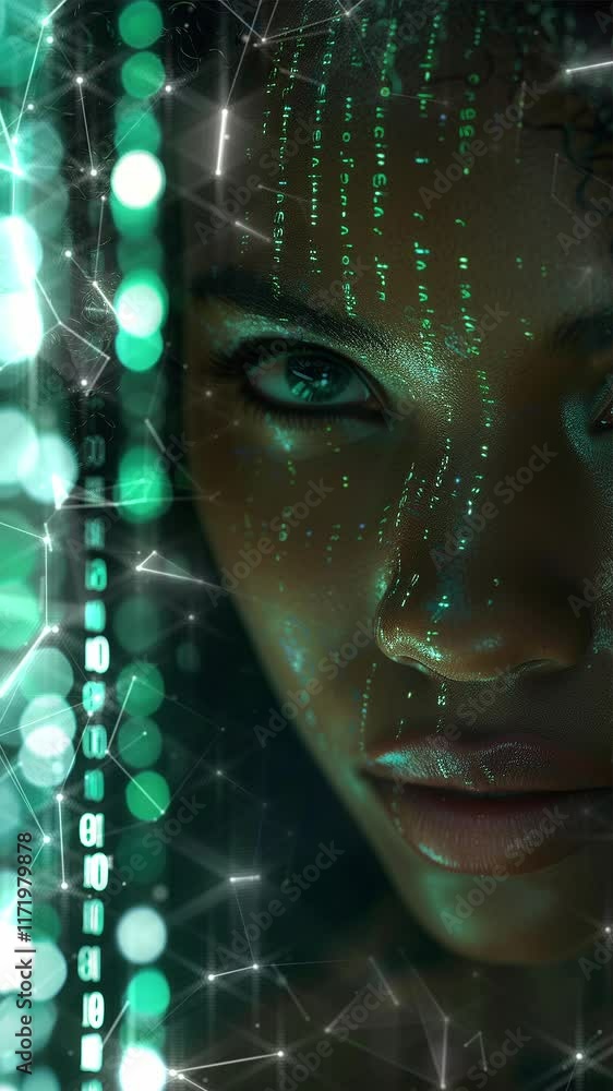 Looped background. Black woman cyber security expert. Female Computer ...