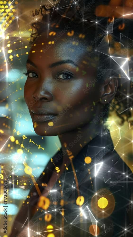Looped background. Black woman cyber security expert. Female Computer ...
