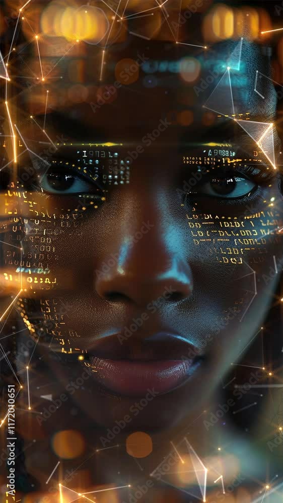 Looped background. Black woman cyber security expert. Female Computer ...