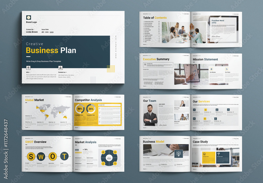 Business Plan Brochure Template Design Layout Landscape Stock Template ...
