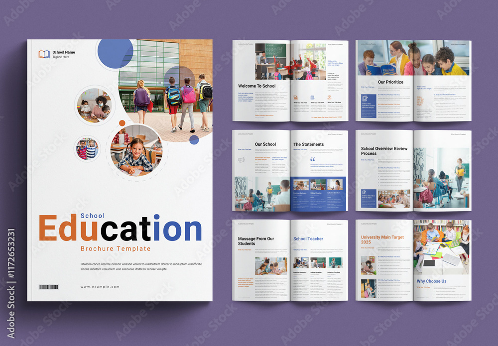 School Education Brochure Template Design Layout Stock Template | Adobe ...
