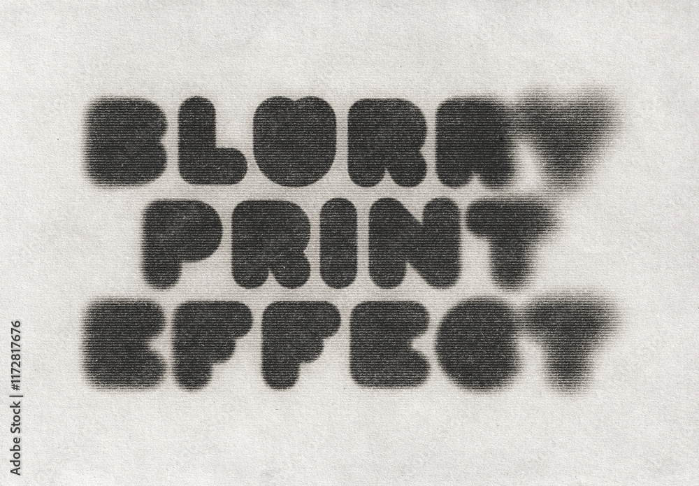 Blurry Print Text Effect Mockup Stock Template | Adobe Stock