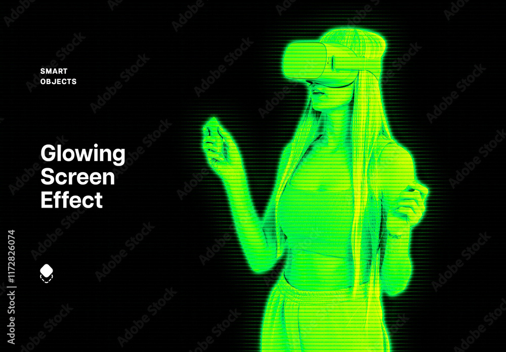 Glowing Screen Photo Effect Mockup Stock Template | Adobe Stock