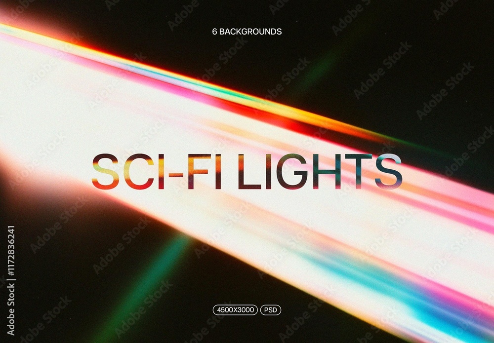Retro Sci-Fi Lights With Generative AI Stock Template | Adobe Stock