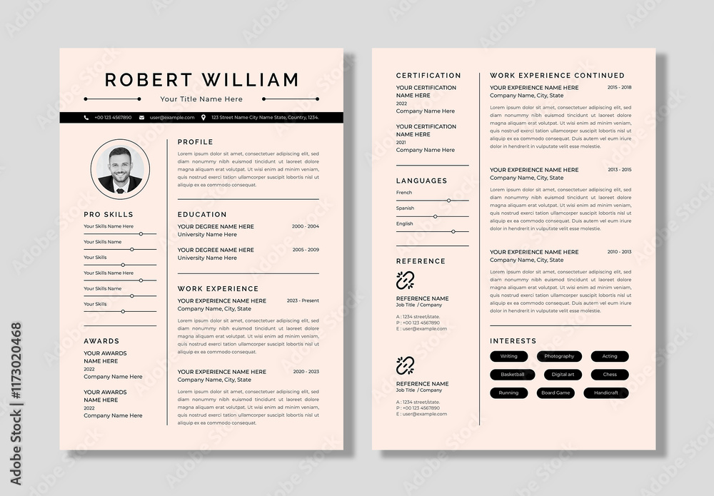 Modern Resume Layouts Stock Template | Adobe Stock