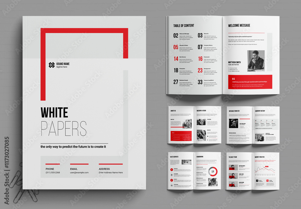 Professional White Paper Design for Business Growth Stock Template ...