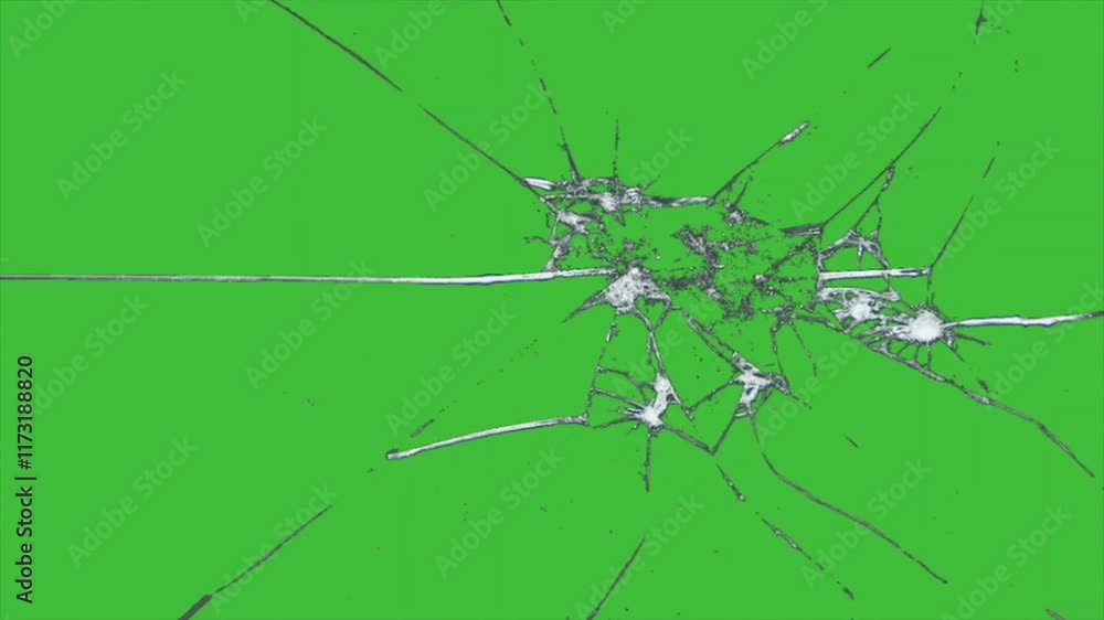 Shattered glass animation on green screen background for dramatic and ...
