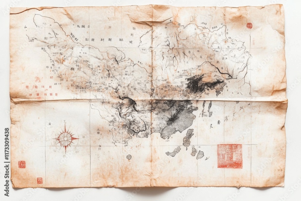 Poster A historical map of Korea from the Joseon Dynasty, drawn with ...