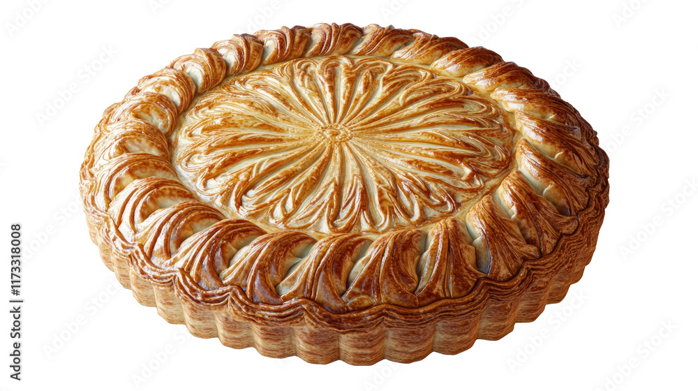 Galette des Rois with Intricate Fluted Design on Transparent Background ...