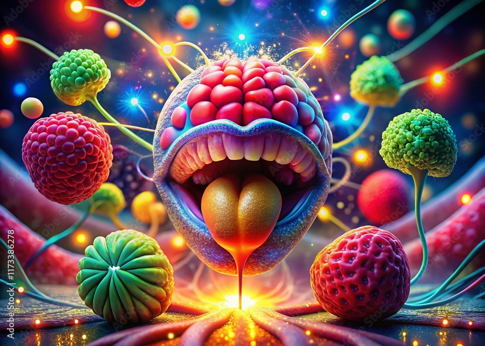 Microscopic View: Taste Receptor Cells & Molecules Binding ...