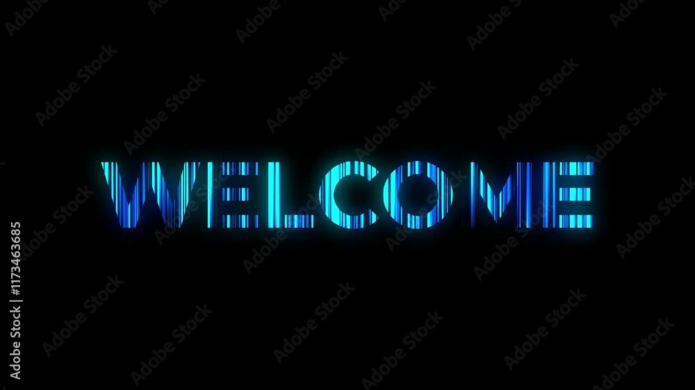 Welcome word glowing technology 4k animation with black background ...